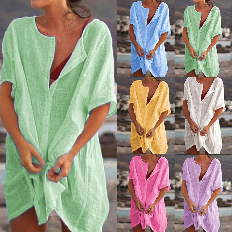 2025 (S-8XL)💁‍♀️Forró eladó🔥Női pamut és lenvászon sima laza hosszú in – losaprily